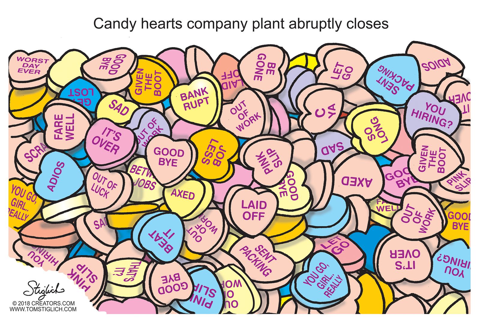 Editorial cartoon U.S. Necco candy company closes candy hearts | The Week