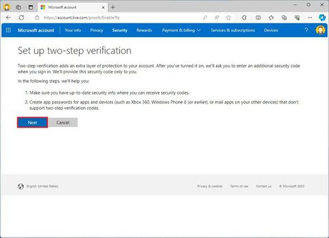 How to set up two-factor authentication (2FA) on a Microsoft account ...