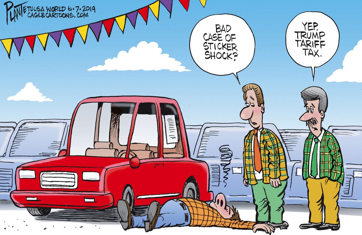 Political Cartoon U.S. Car Shopping Sticker Price Tariffs Trump | The Week