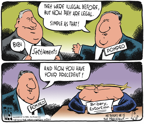 Political Cartoon U.S. Israel Illegal Acts Bibi Netanyahu Trump Pompeo ...