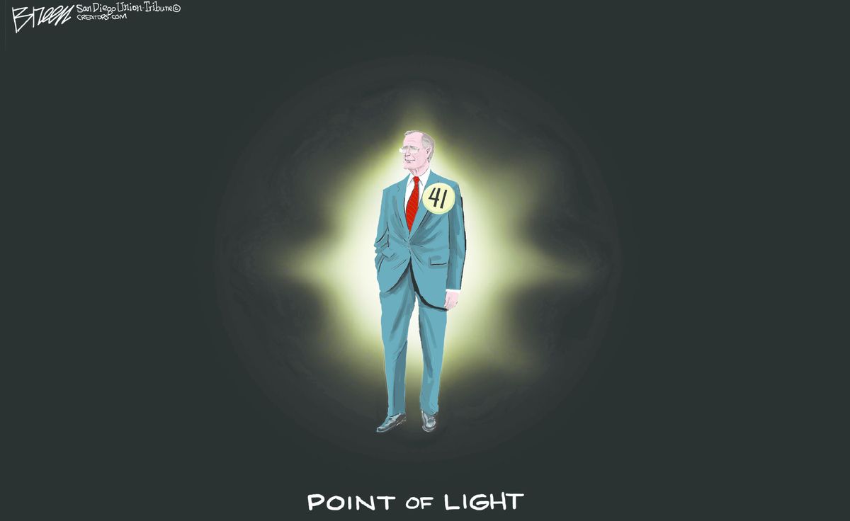 Editorial cartoon U.S. President George H.W. Bush point of light 41 ...