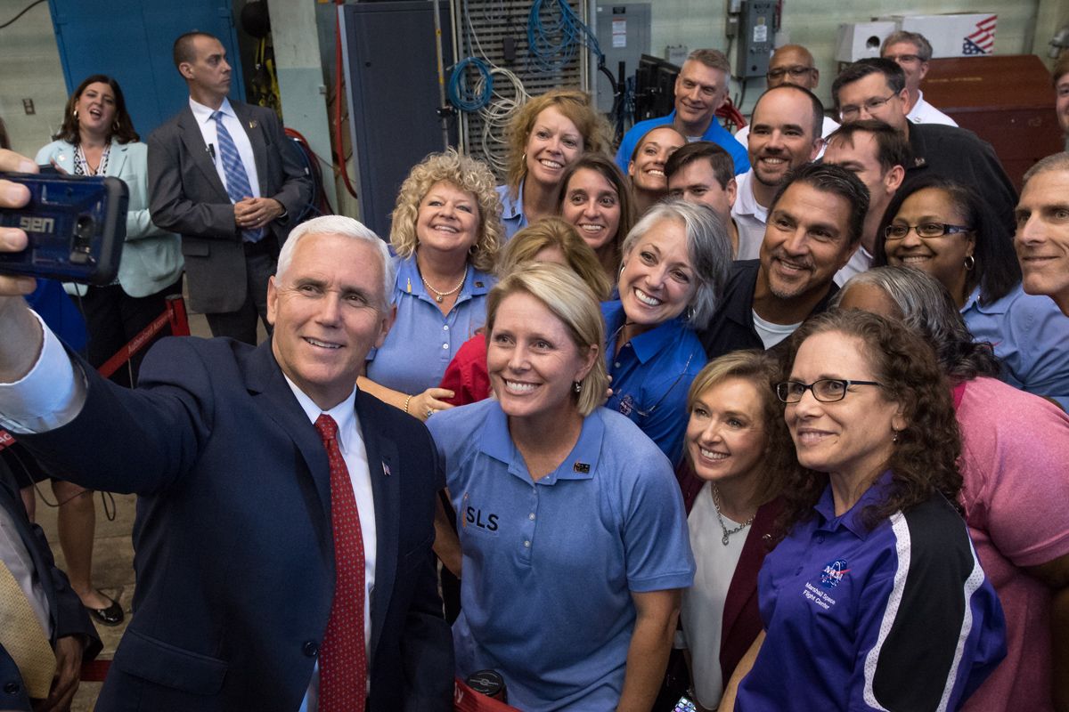In Photos: VP Mike Pence Calls Astronauts from NASA Marshall Space ...