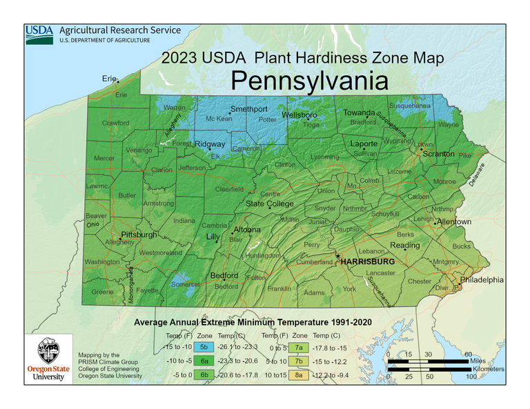 USDA Hardiness Zone Map And Pennsylvania Planting Zones | Gardening ...