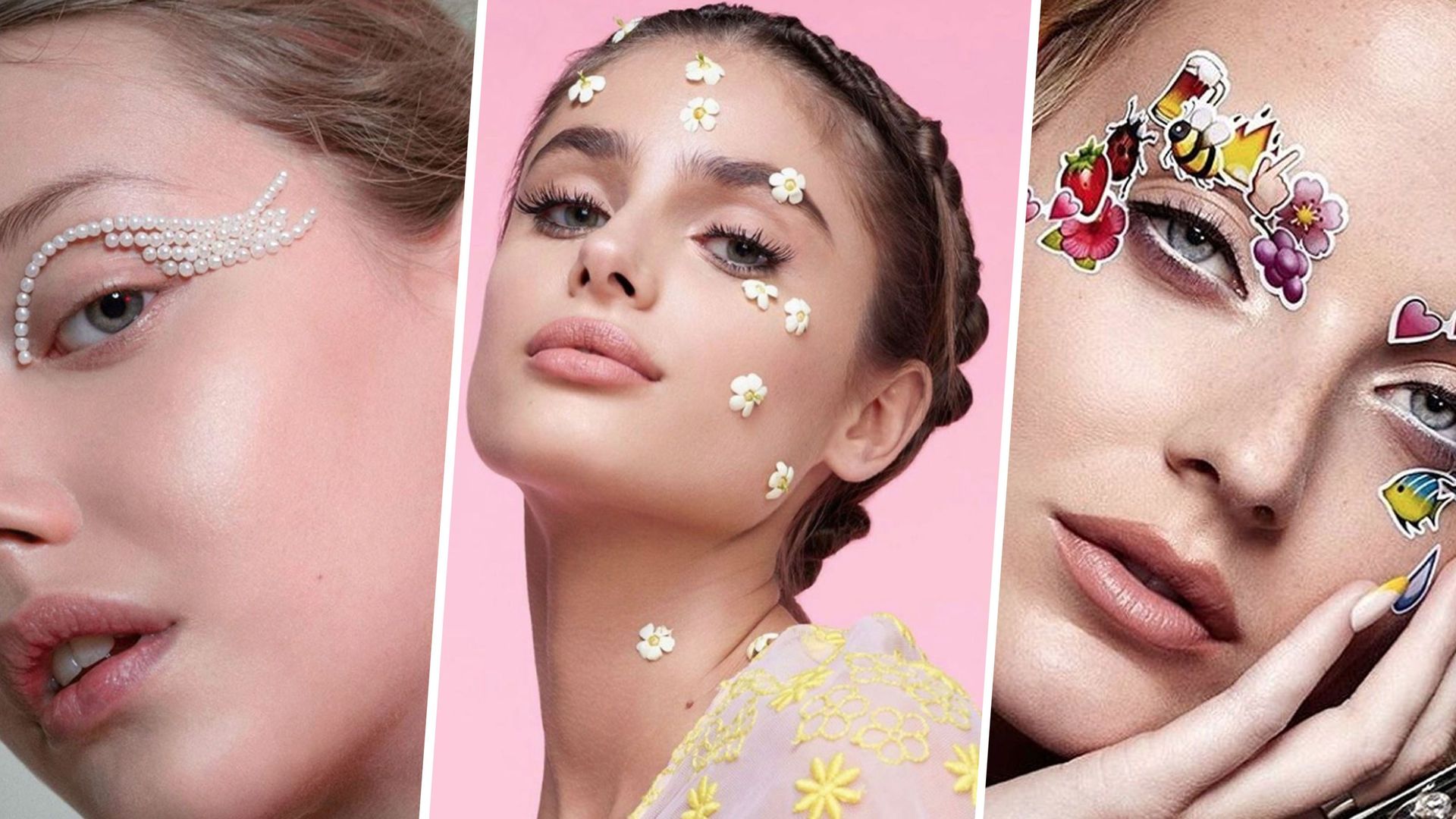 Stickers on Face Beauty Trend - Gluing Things on Face Makeup | Marie Claire