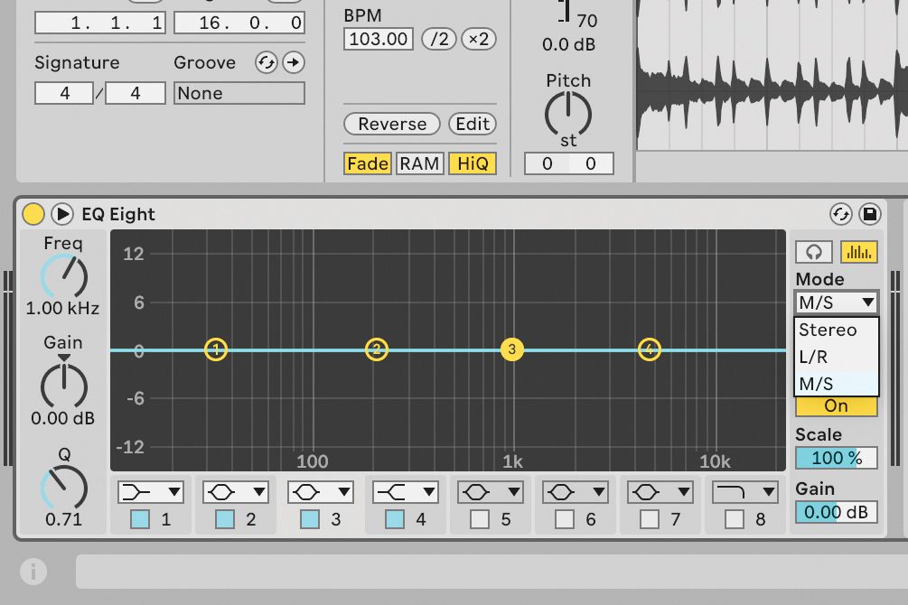 How to use mid/side EQ in Ableton Live: "When we split mid and sides ...