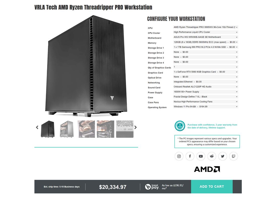 First workstation powered by AMD Threadripper PRO 9995WX now available ...