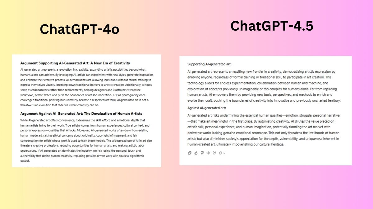 I just tested ChatGPT-4.5 vs ChatGPT-4o with 7 prompts — here's my ...