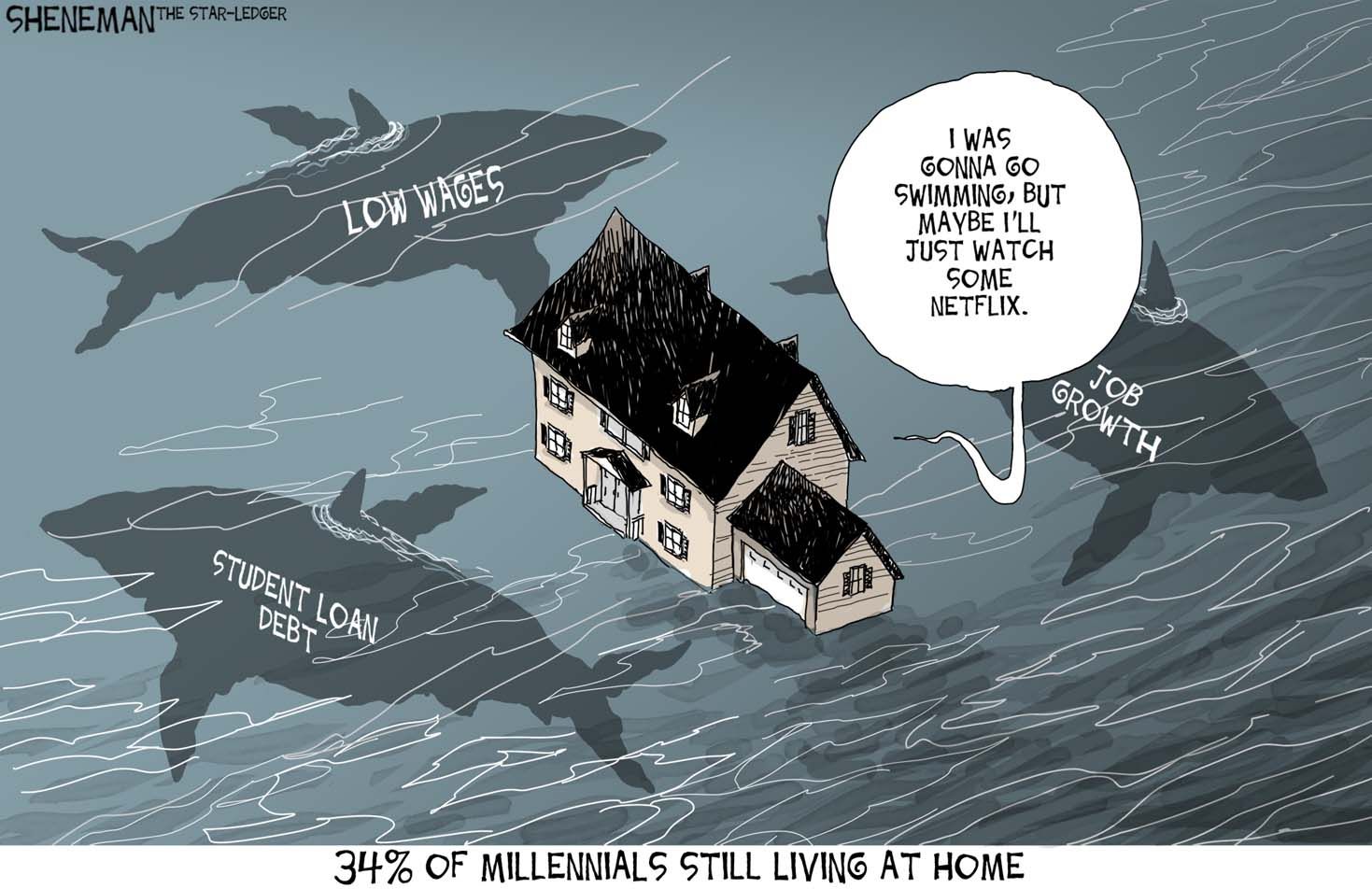 Editorial cartoon U.S. Millennials living at home | The Week