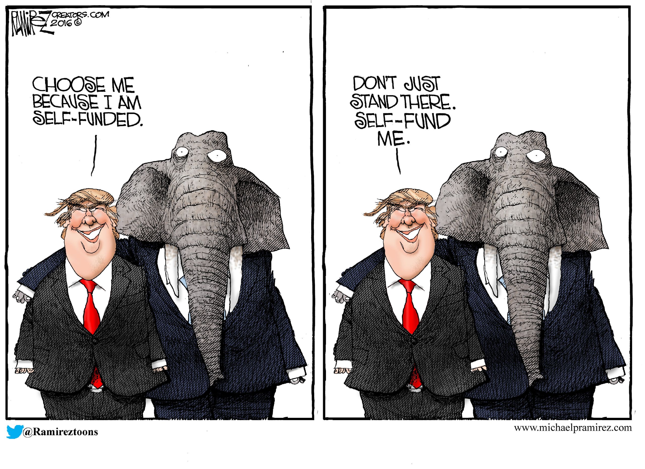 Political cartoon Trump campaign funding | The Week