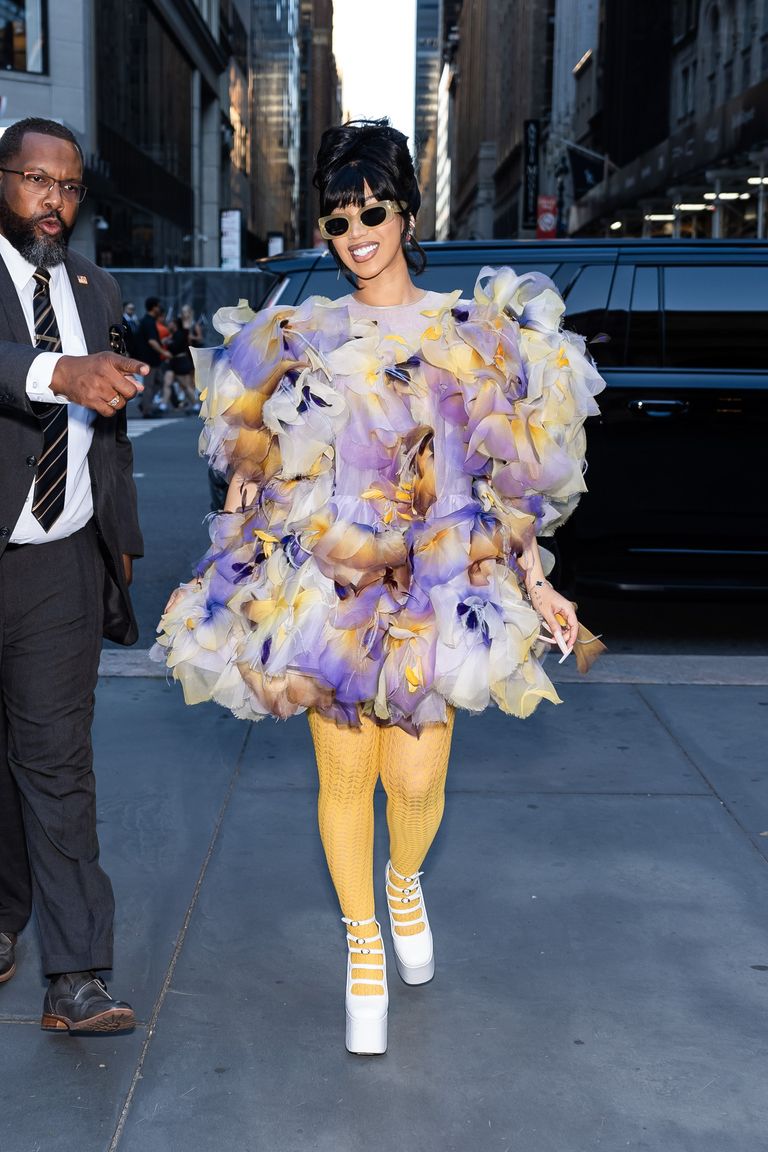 Cardi B Looks Like a Bouquet in Floral Mini Dress and Sky-High Heels ...