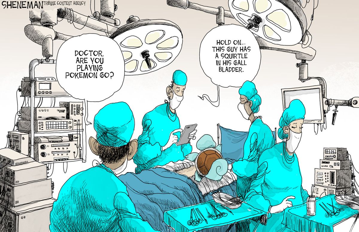 Editorial cartoon U.S. Surgeon playing Pokemon Go | The Week