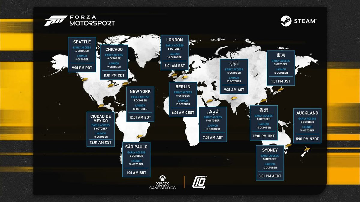 Here's when Forza Motorsport unlocks in your time zone | PC Gamer