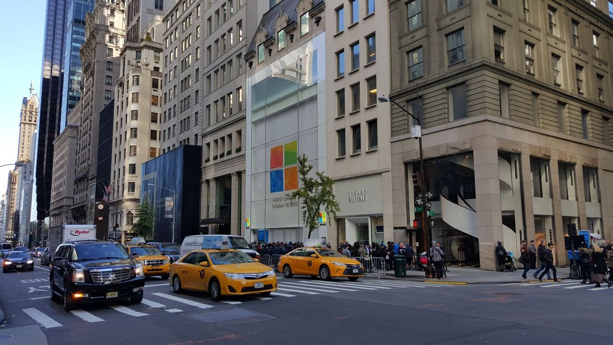 We're here at Microsoft's flagship store on New York City's Fifth ...