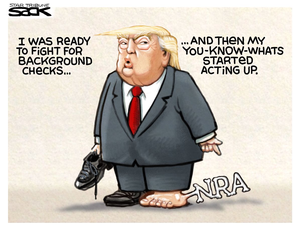 Political Cartoon U.S. Trump Background Checks NRA Lobbying Bone Spurs ...