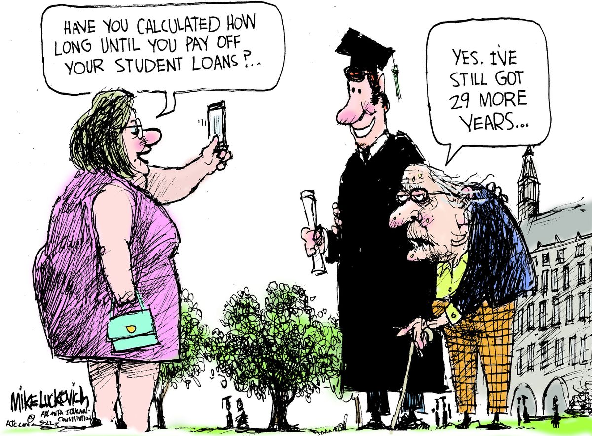 Editorial cartoon U.S. College Graduates Debt | The Week