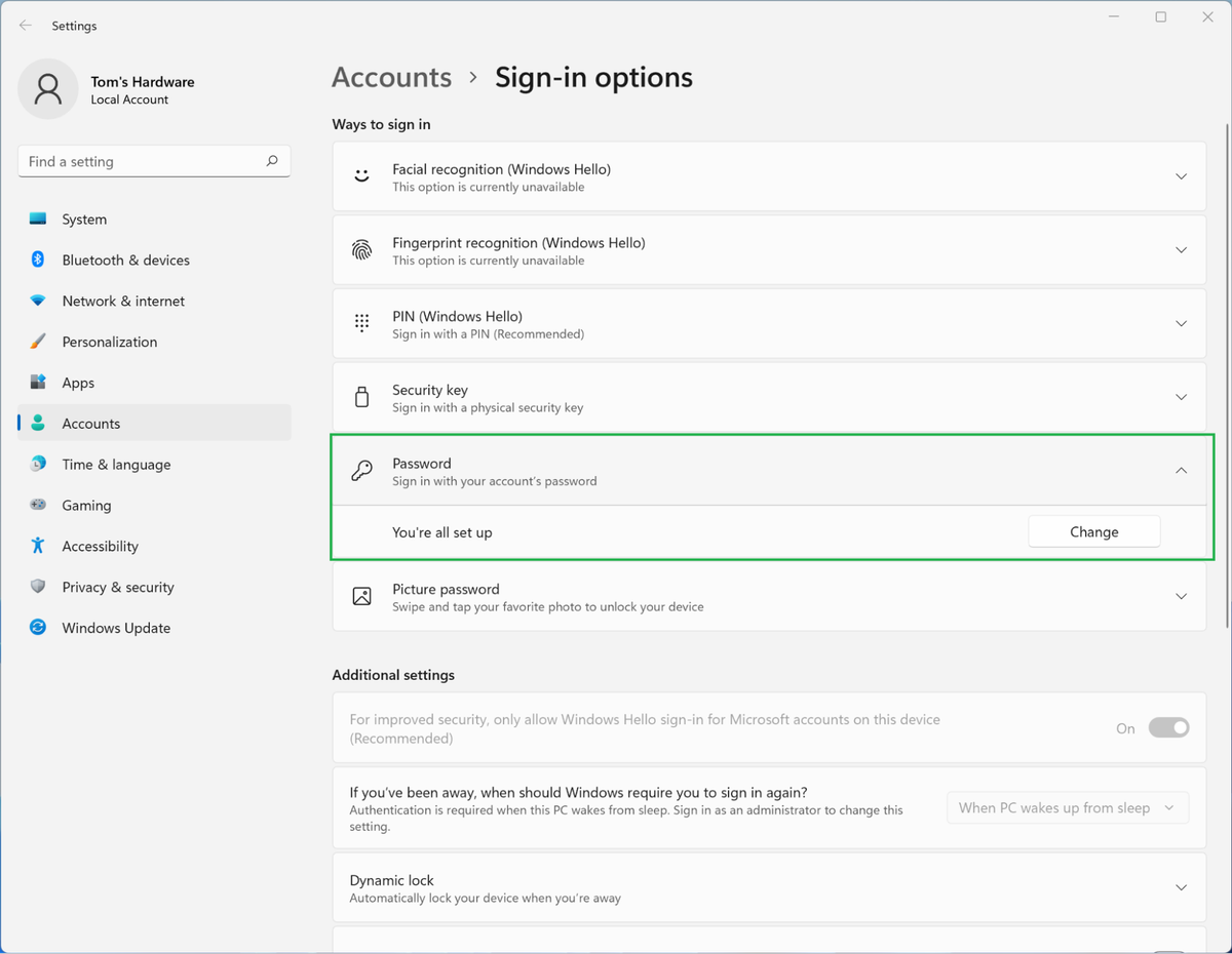 How to Change Your Password in Windows 11 | Tom's Hardware