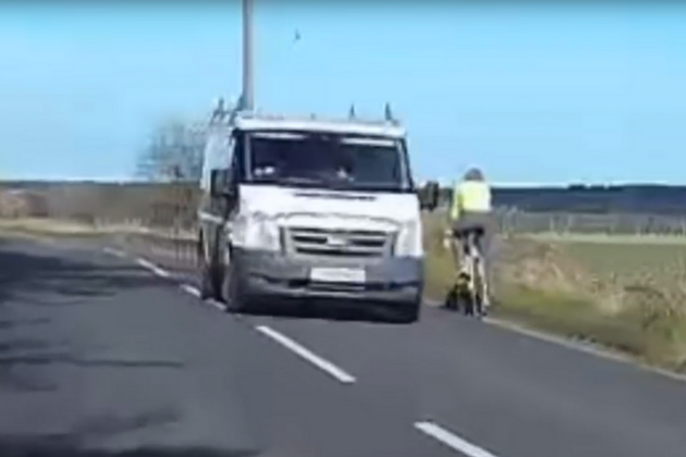 Watch: Cyclist riding on wrong side of the road narrowly escapes head ...