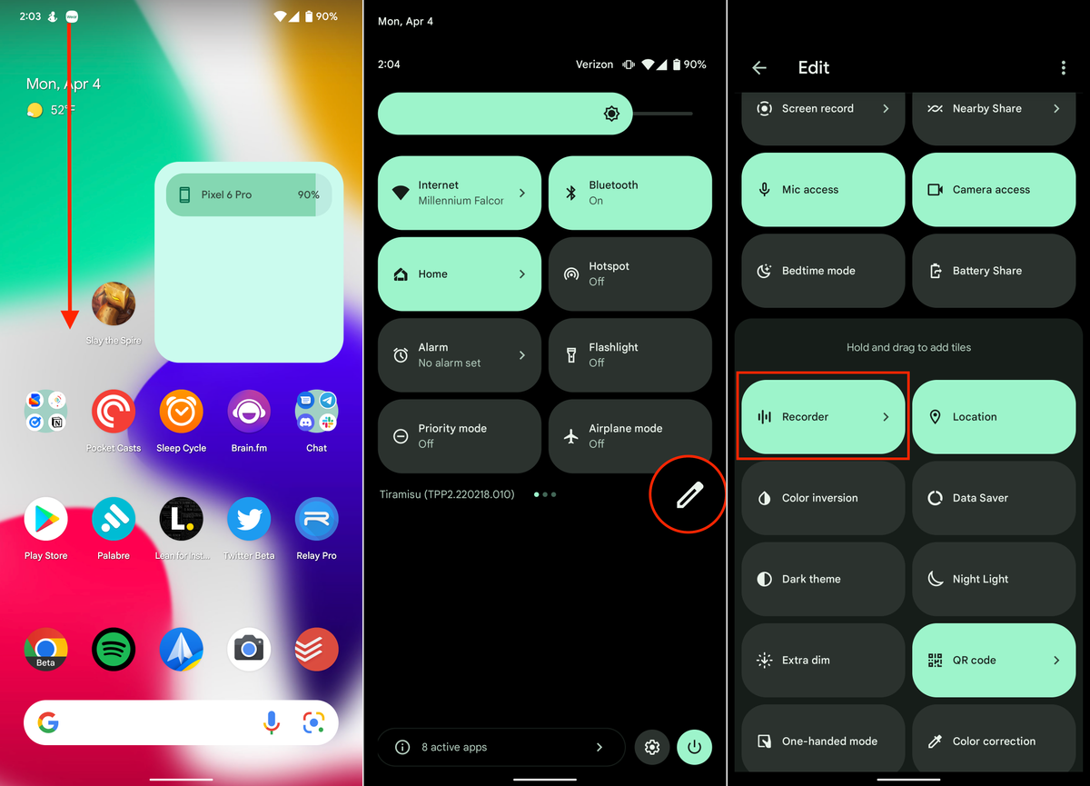 How to access Google Recorder from the Android Quick Settings menu ...