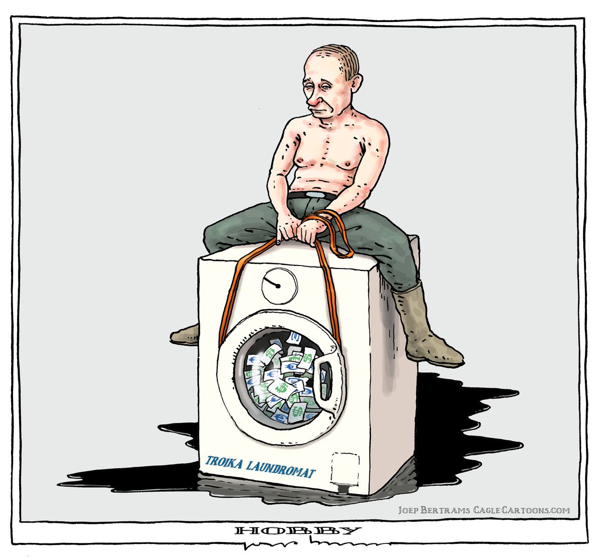 Political Cartoon World Putin Russia Troika money laundering | The Week