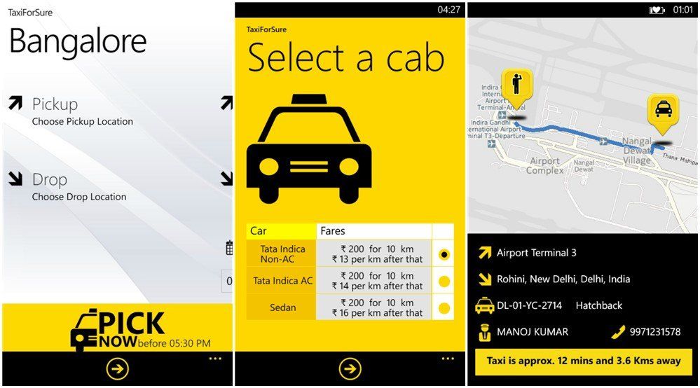 TaxiForSure allows booking cabs in India from your Windows Phone ...