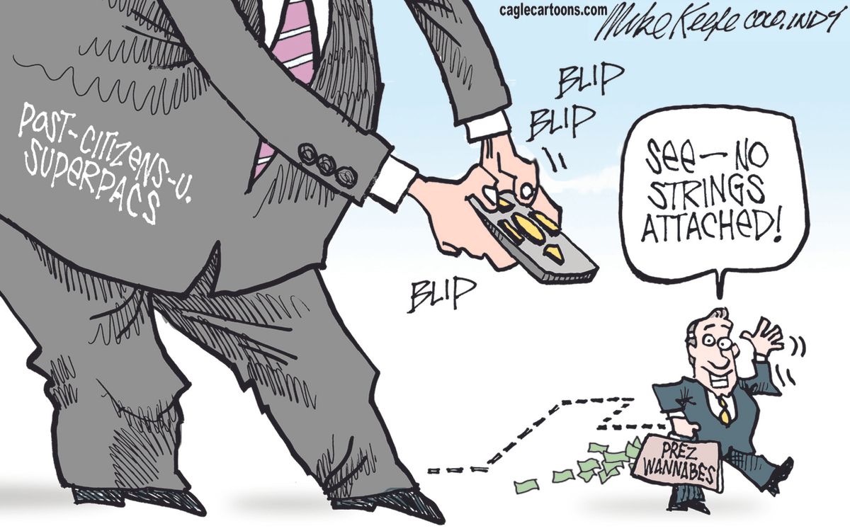 Political cartoon U.S. Elections Superpacs | The Week