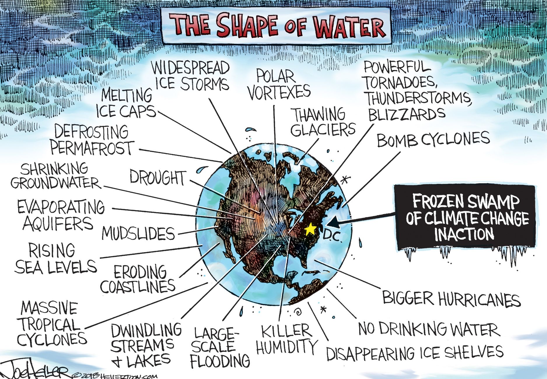 Political cartoon U.S. The Shape of Water Oscars climate change the ...