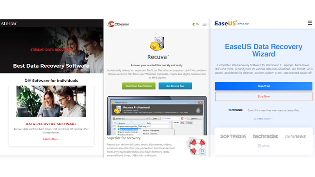 Recuva vs EaseUS vs Stellar: Best free data recovery program | TechRadar