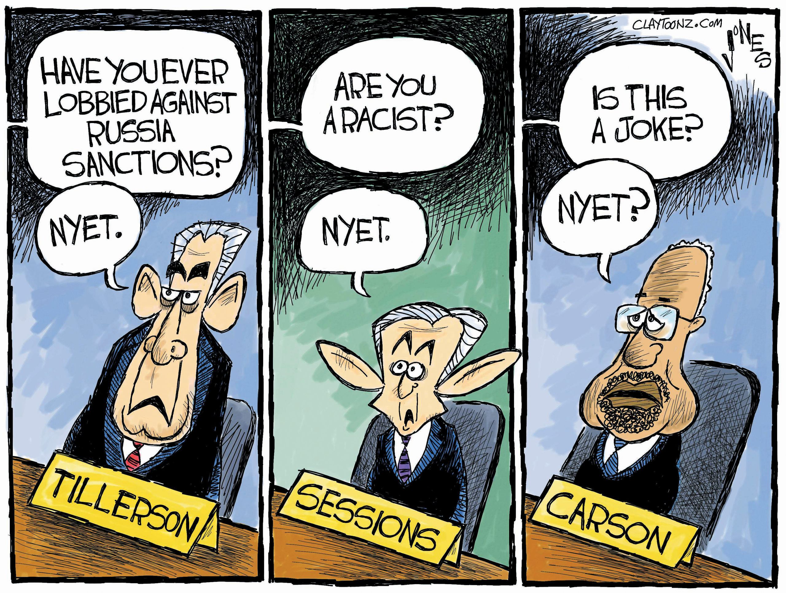 Political Cartoon U.S. Tillerson Sessions Carson Russia | The Week