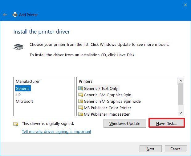 How to install a printer using the Windows Update Catalog driver on ...