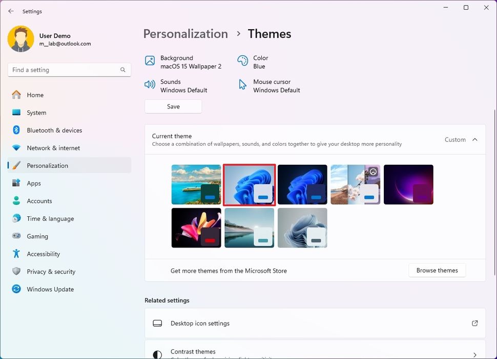 How to use themes to personalize the desktop on Windows 11 | Windows ...