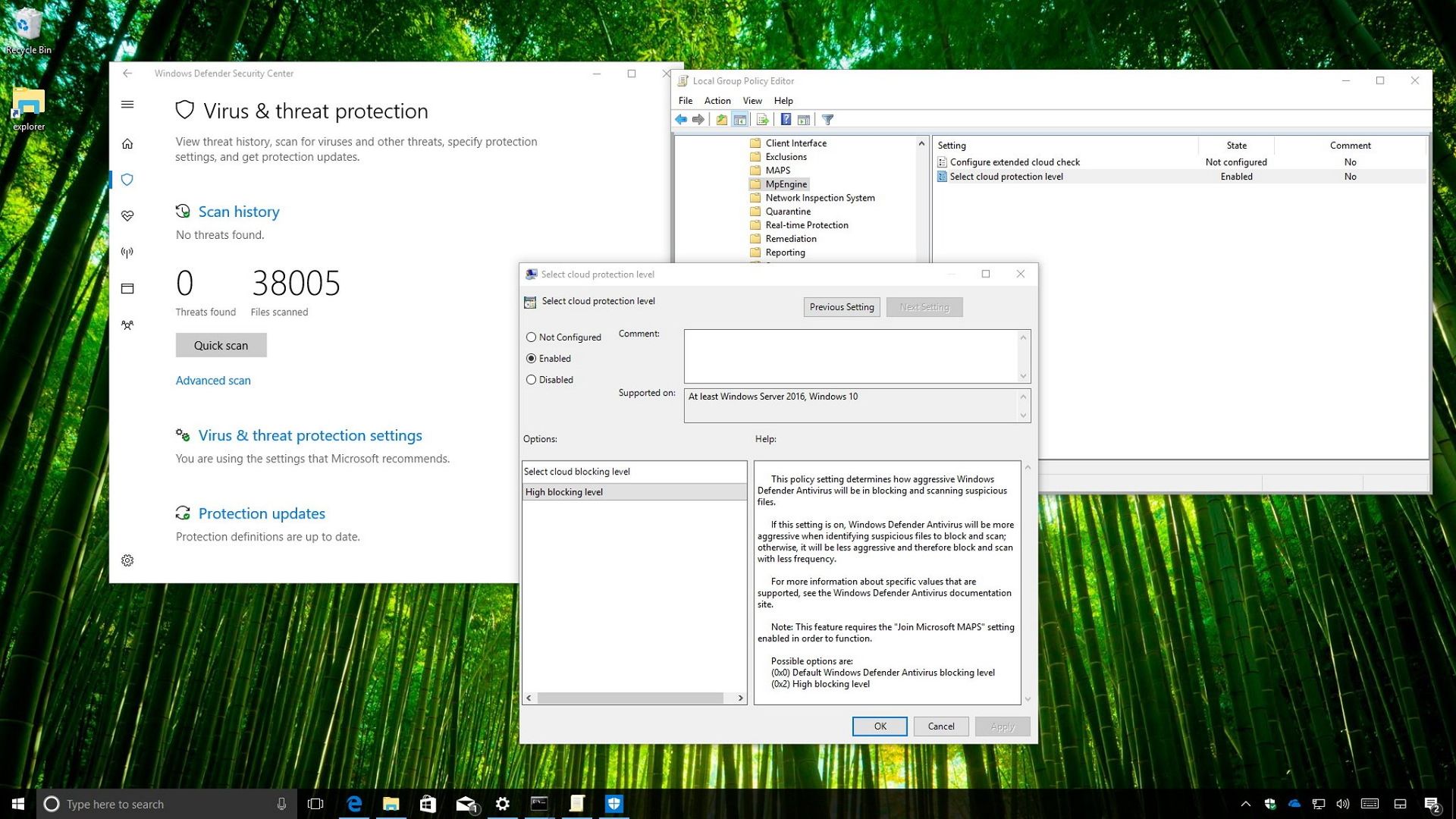 How to change Windows Defender Antivirus cloud-protection level on ...