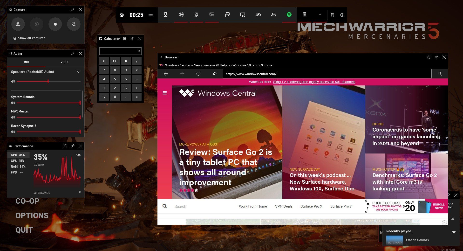 The Xbox Game Bar for PC now has a calculator and a web browser ...