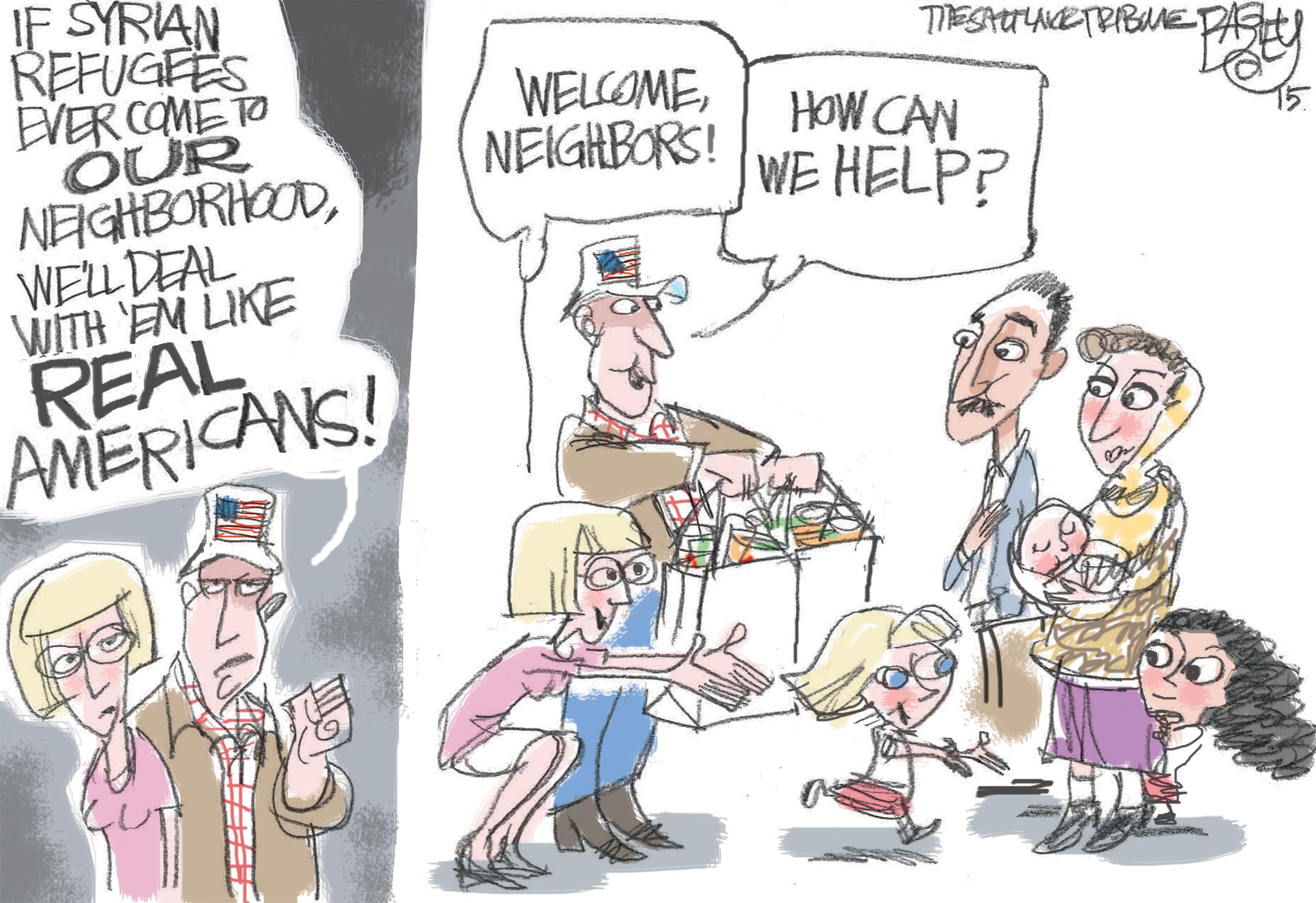 Editorial cartoon U.S. Syrian Refugees Americans | The Week