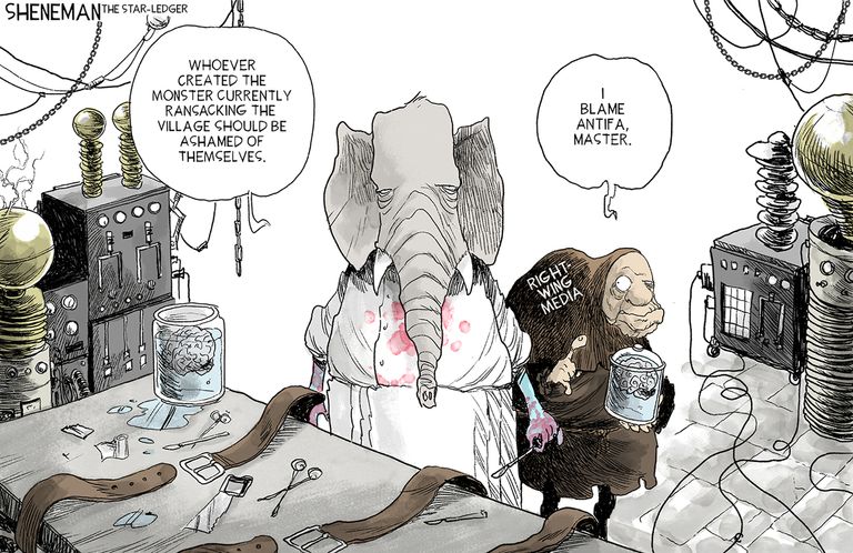Political Cartoon U.S. Trump GOP Capitol riot antifa | The Week
