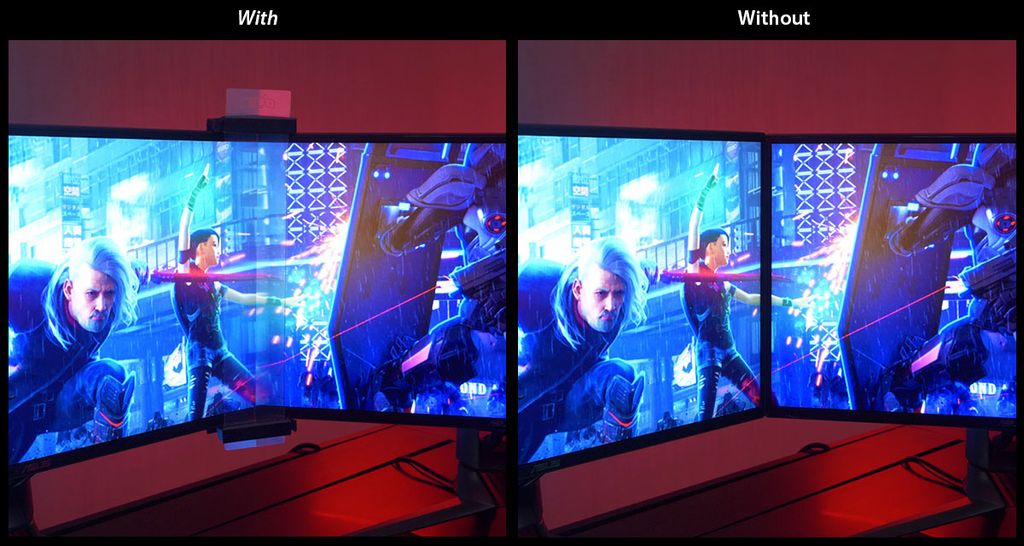 This clever contraption makes the bezels on your multi-monitor setup ...
