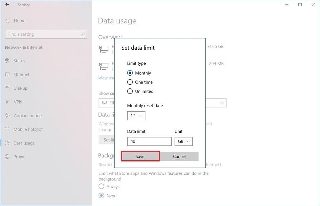 How to monitor and control data usage on Windows 10 April 2018 Update ...
