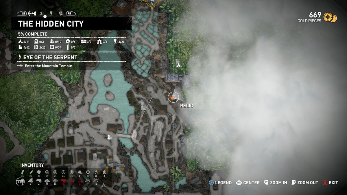 The Hidden City relics, map and backpack locations - Complete Shadow of ...
