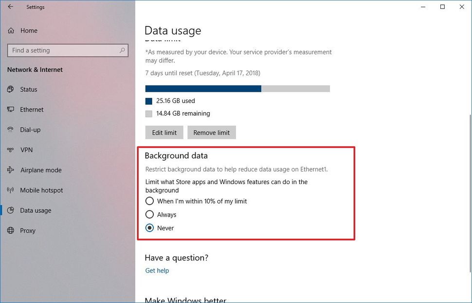 How To Monitor And Control Data Usage On Windows 10 April 2018 Update Windows Central