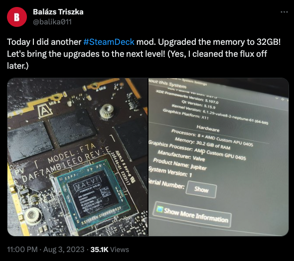 Double your Steam Deck's RAM to 32GB with this (not very) simple ...