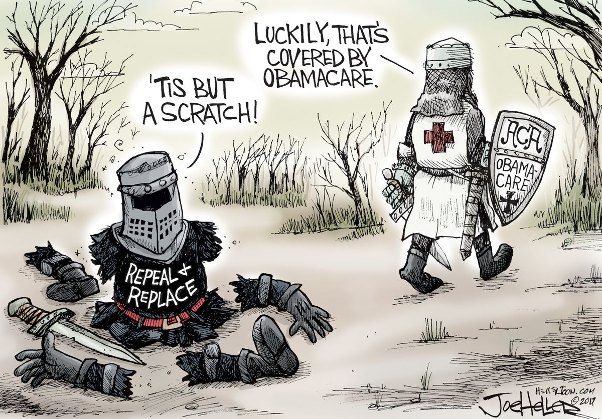 Political Cartoon U.S. Monty Python Repeal Replace Obamacare health ...