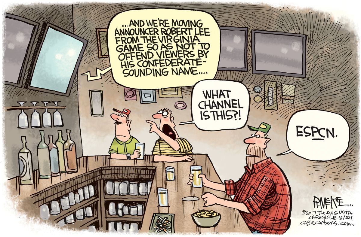 Political cartoon U.S. Confederate Robert Lee ESPN mainstream media ...