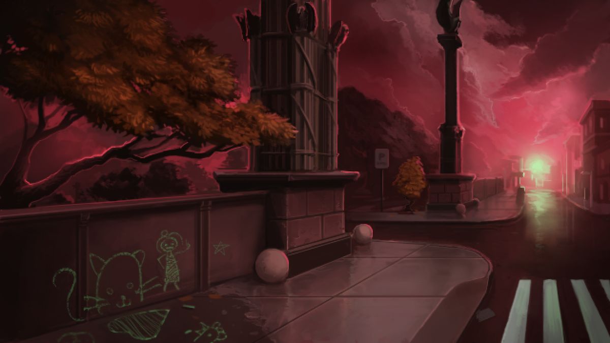 The classic-style adventure game background art of Unavowed | PC Gamer