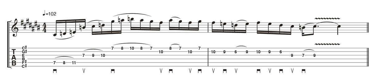 “String skipping can mimic sweep picking and cover a lot of ground ...