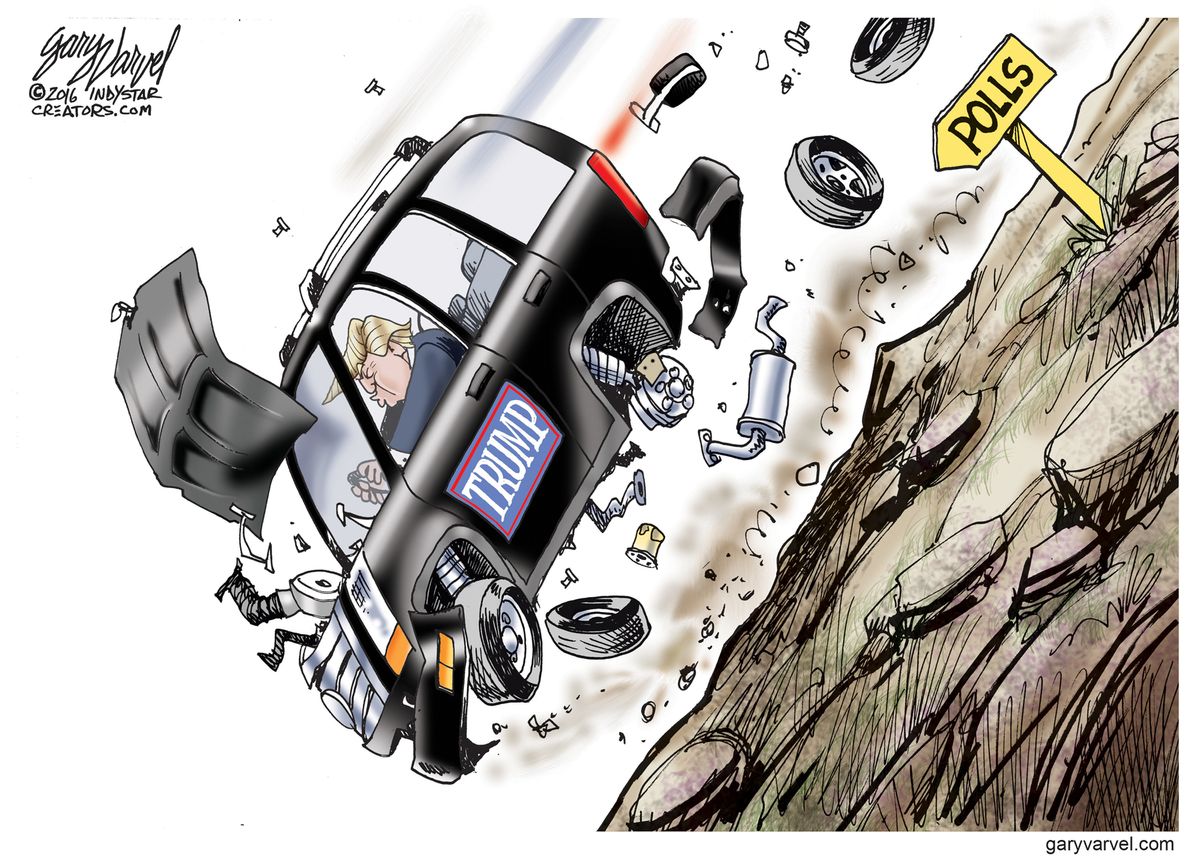 Political Cartoon U.S. Trump Driving Cliff | The Week