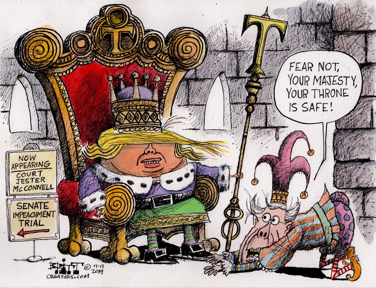 Political Cartoon U.S. Trump Impeachment Trial McConnell Court Jester ...