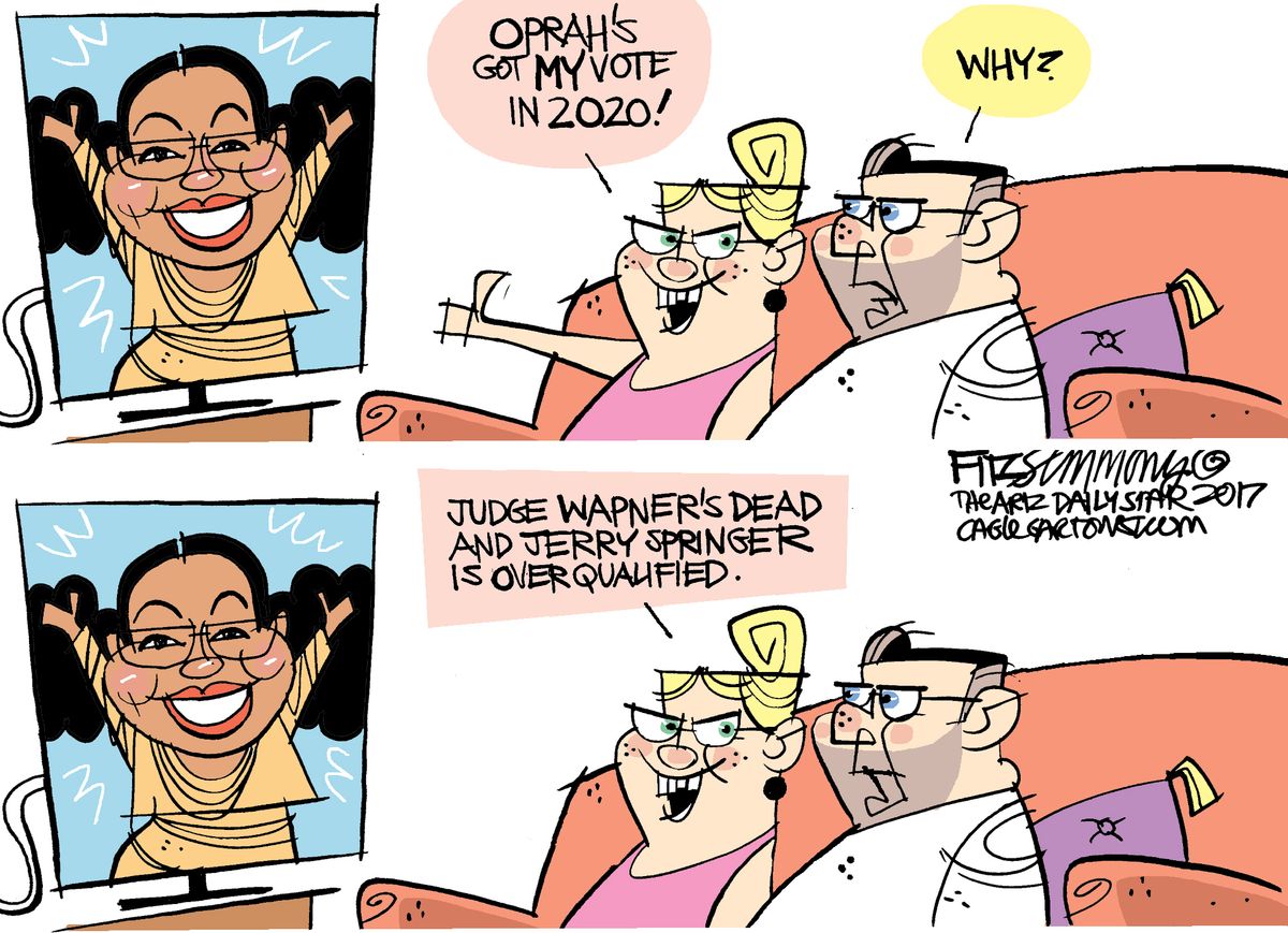 Political Cartoon U.S. Oprah for President 2020 Jerry Springer Judge ...