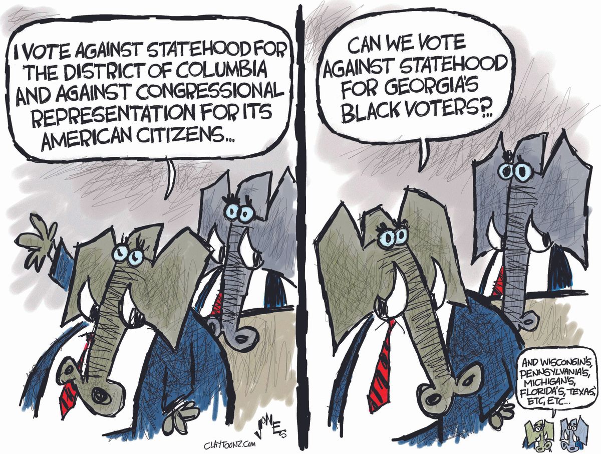 Political Cartoon U.S. gop dc statehood voter restrictions | The Week