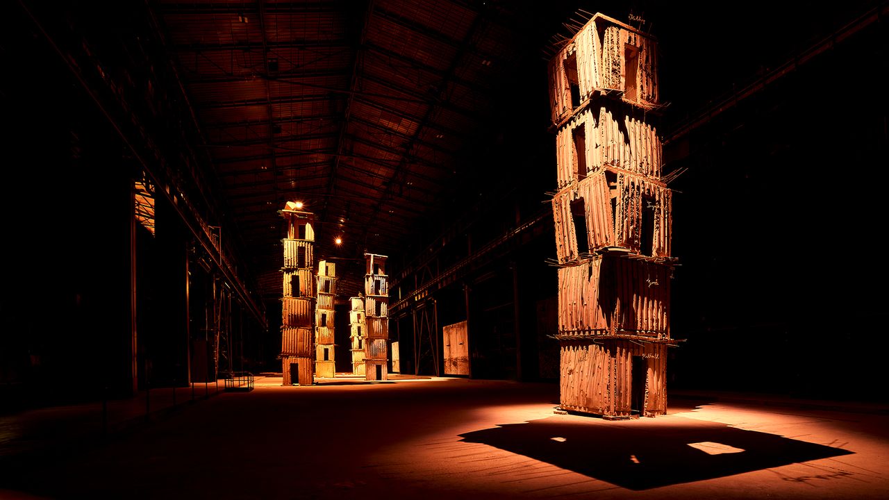 Anselm Kiefers Majestic Towers Backdropped Tods Ss 2023 Wallpaper