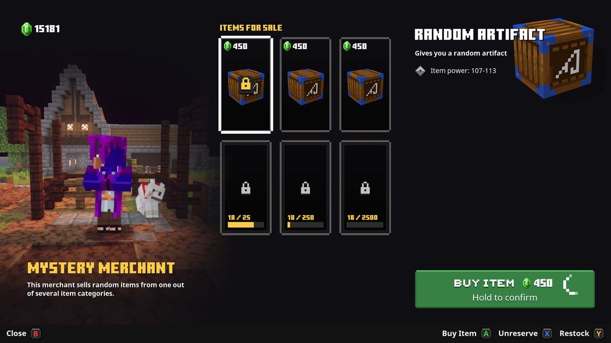 Minecraft Dungeons guide: How to use the new Mystery Merchant vendor ...