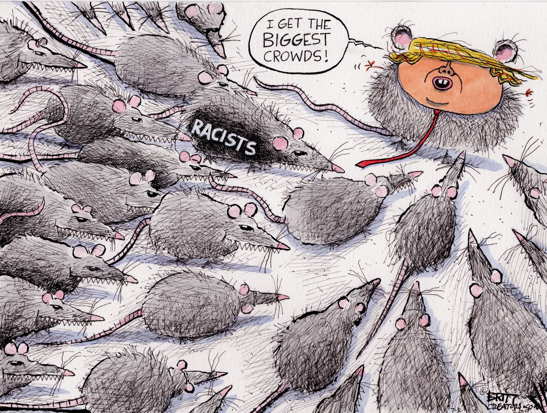 Political Cartoon Big Crowds Rat Racists Trump | The Week